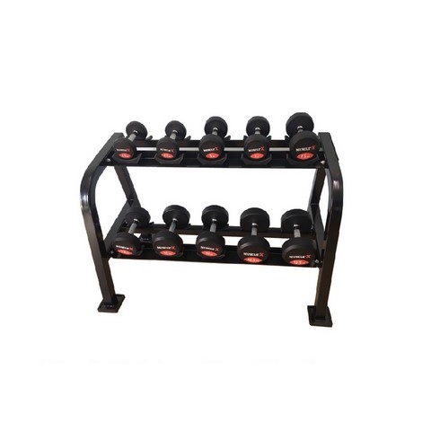 MUSCLE X รุ่น Black Rubber Dumbbell Rack 4 Legs - Korat Fitness